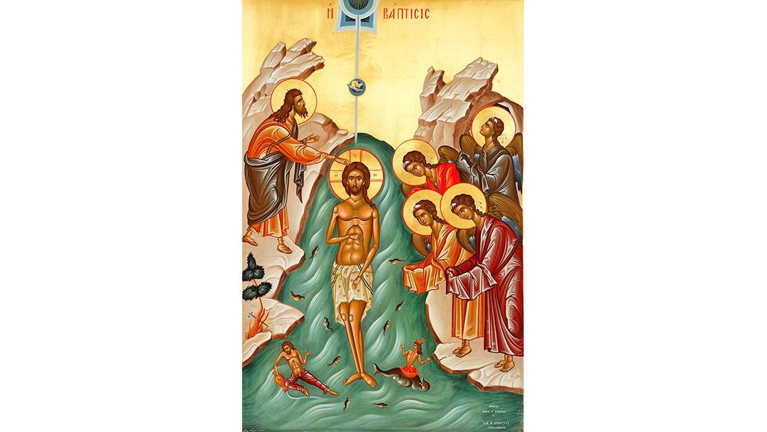 The Baptism of God Orthodox Icon, Theophany Icon, Jesus Baptism, Jesus ...
