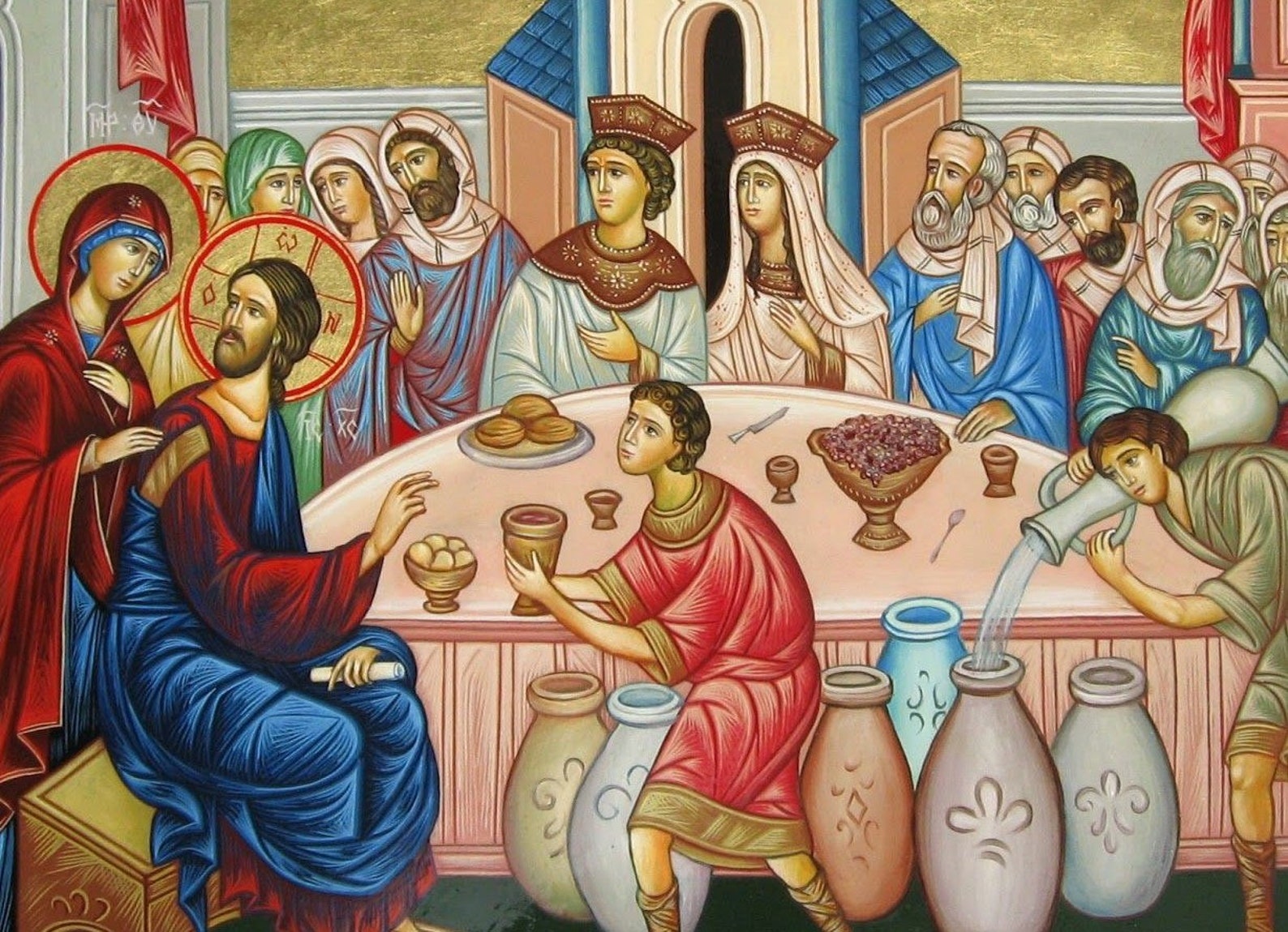The Wedding at Cana Icon, Orthodox Icon Jesus at Cana Wedding ...