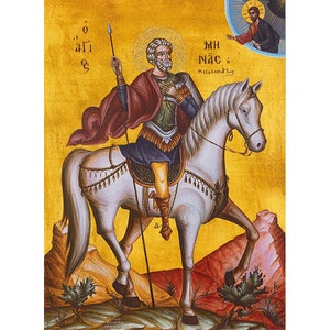 Saint Menas Icon St Mina Saint Minas Saint Mena St Meena - Etsy