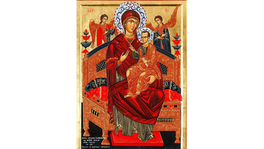 Virgin Mary Enthroned, Madonna and Child Icon, Our Lady of Hope Icon ...