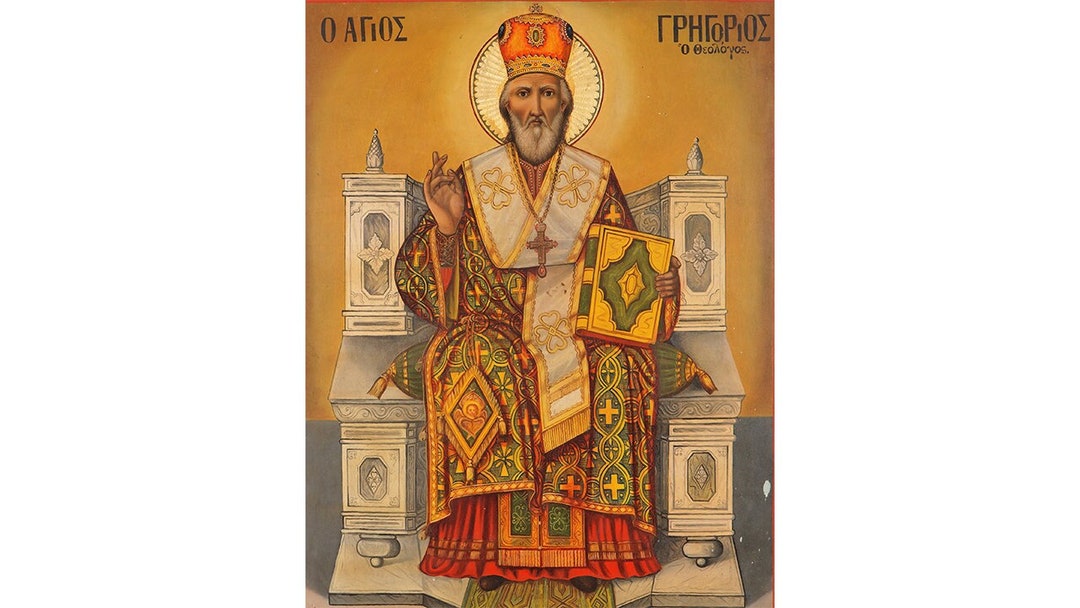 Saint Gregory the Theologian Orthodox Vintage Icon, Christian Teacher ...