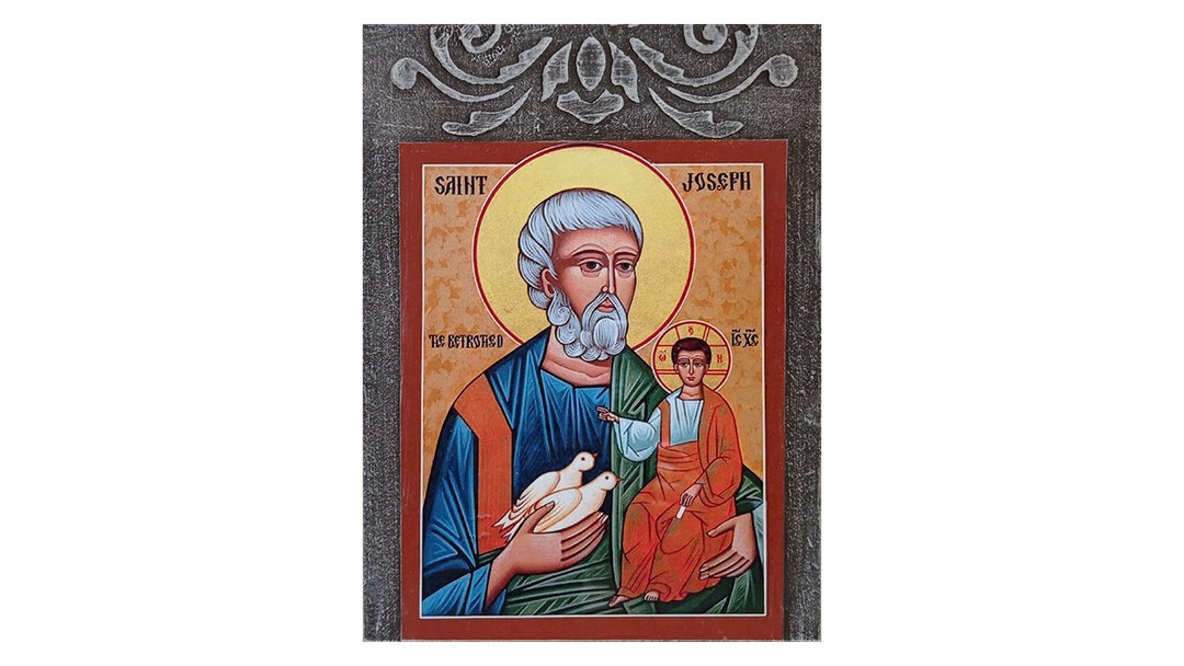 Saint Joseph of Nazareth Icon: Catholic Prayer Icon, Baptism Gift Boy ...