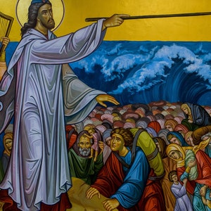 Crossing the Red Sea Icon, Moses Through the Sea of Reeds, Orthodox ...