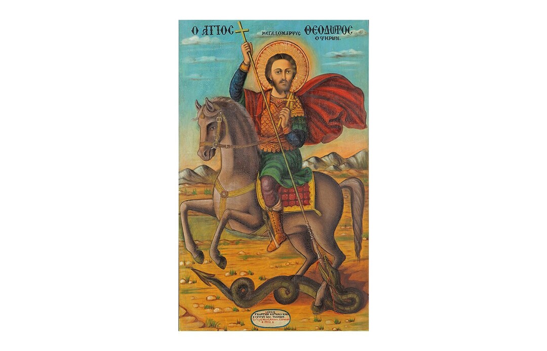 Saint Theodore Tyron Greek Orthodox Icon, St Theodore of Amasea Prayer ...