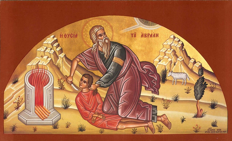 Sacrifice of Abraham Orthodox Icon, the Binding of Isaac Icon, Old ...