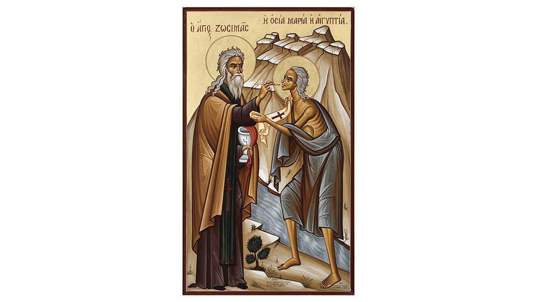 Saints Zosimas and Mary of Egypt, Saint Zosimas Wood Icon, Saint Mary ...