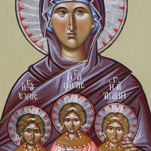 Saint Sophia and Daughters Greek Orthodox Wood Icon: Christian Family ...