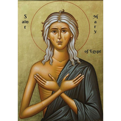 Mixed Painting Saint Mary of Egypt original icon of the Patron Saint of ...