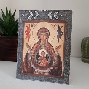 Blessed Virgin Mary Icon The Sign of Theotokos The Sign of | Etsy