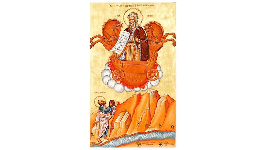Saint Elijah Ascending Into Heaven Orthodox Icon on Wooden Plaque ...
