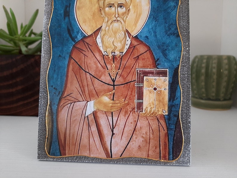 Saint Cuthbert of Lindisfarne Icon, Saint Cuthbert Art, Catholic Saint ...
