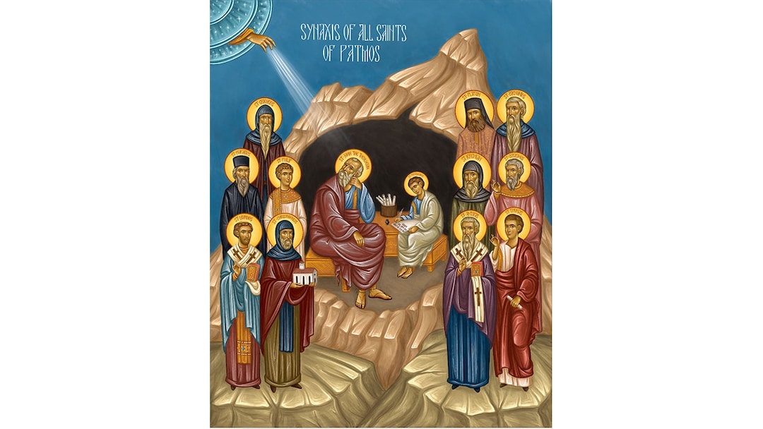 Synaxis of the Saints of Patmos Orthodox Icon, All Saints of Patmos ...