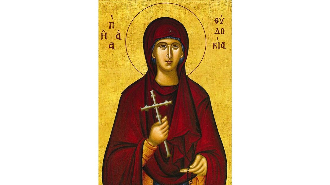 Saint Eudokia Icon, Handmade Greek Orthodox Icon of St Evdokia of ...