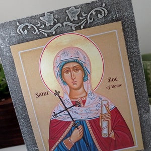 Saint Zoe of Rome Icon: Faith Inspired Art on Wooden Plaque, Catholic ...