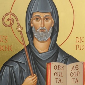 Saint Benedict Icon of Nursia, Handmade Catholic Icon of St Benedict ...