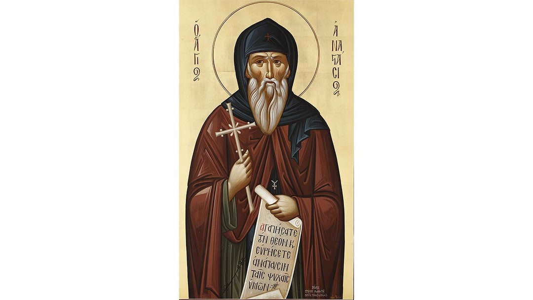 Saint Anasthasius of Sinai Greek Orthodox Icon, St Anastasius Sinaita, Saint Anasthasios Icon ...