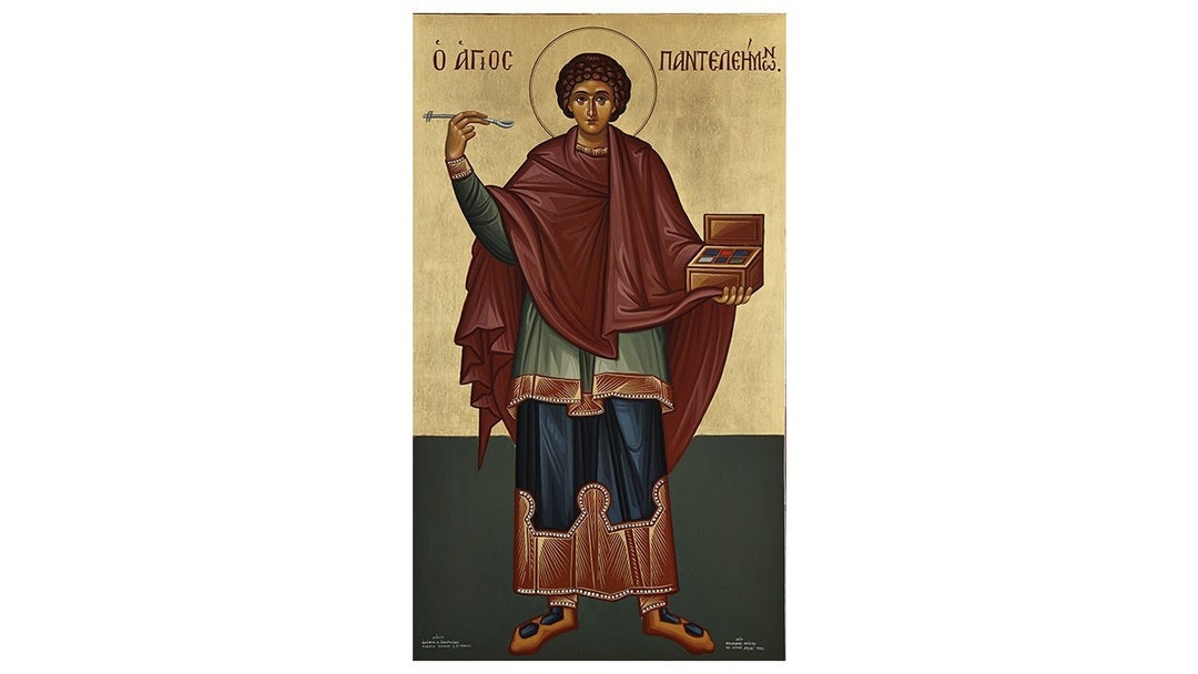 Saint Panteleimon Orthodox Icon, St Pantaleon the Healer, Christian ...