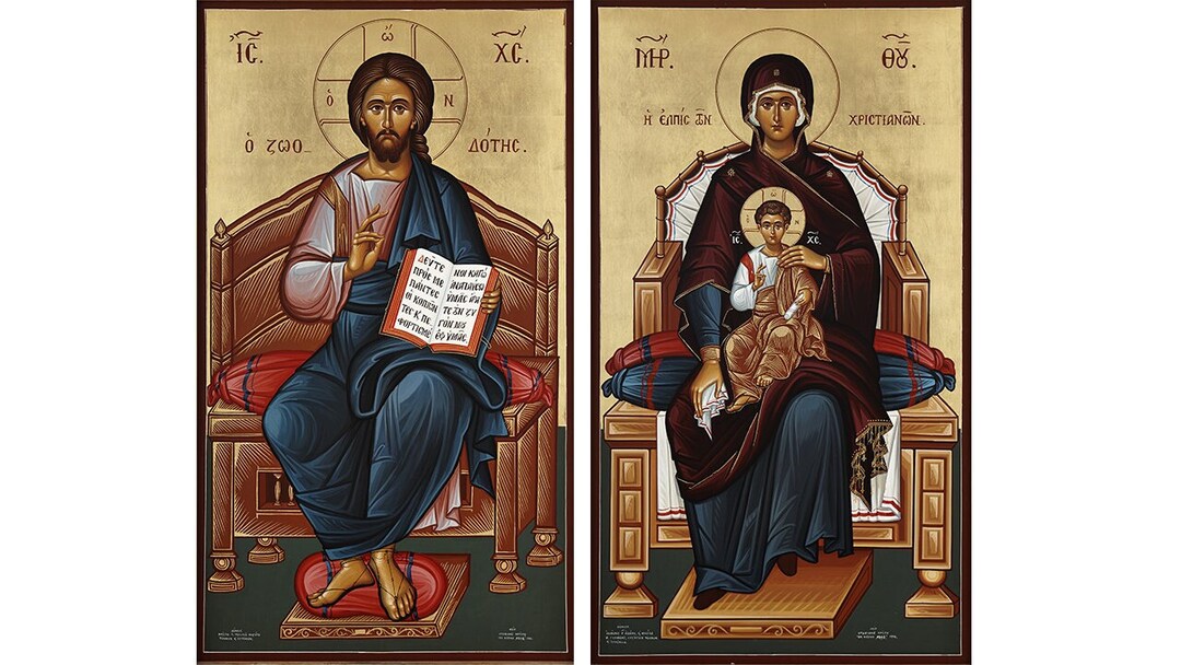 Orthodox Prayer Icon Set- Jesus the Life Giver Icon, Virgin Mary the ...