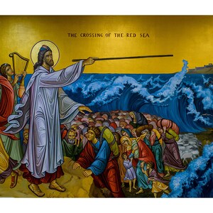 Crossing the Red Sea Icon Moses Through the Sea of Reeds - Etsy