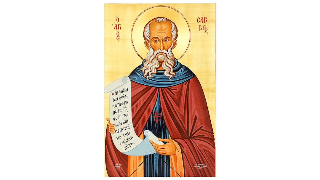 Saint Savas the Sanctified, St Savvas Orthodox Icon, Saint Sabbas the ...