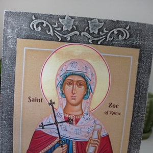 Saint Zoe of Rome Icon: Faith Inspired Art on Wooden Plaque, Catholic ...