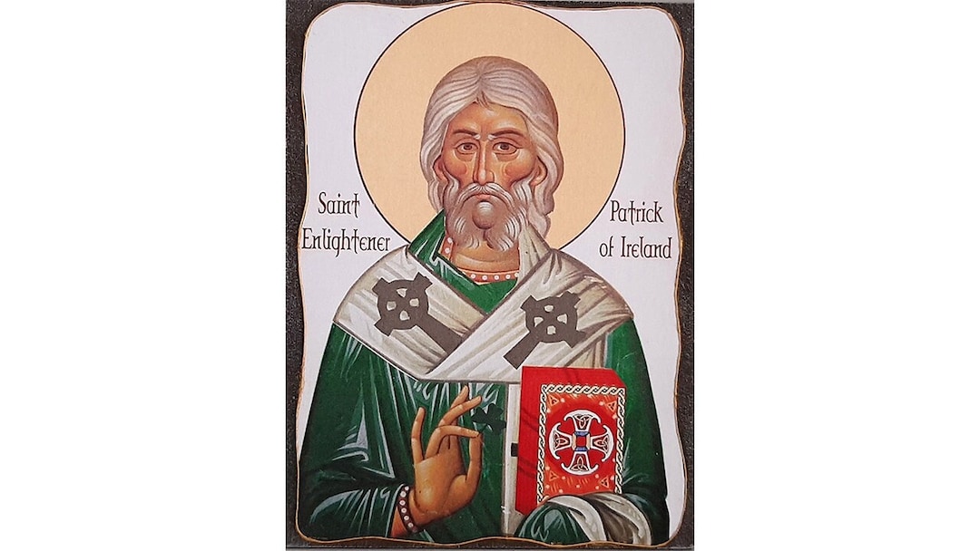 Saint Patrick Icon, Apostle of Ireland, Patron Saint of Ireland, Irish ...