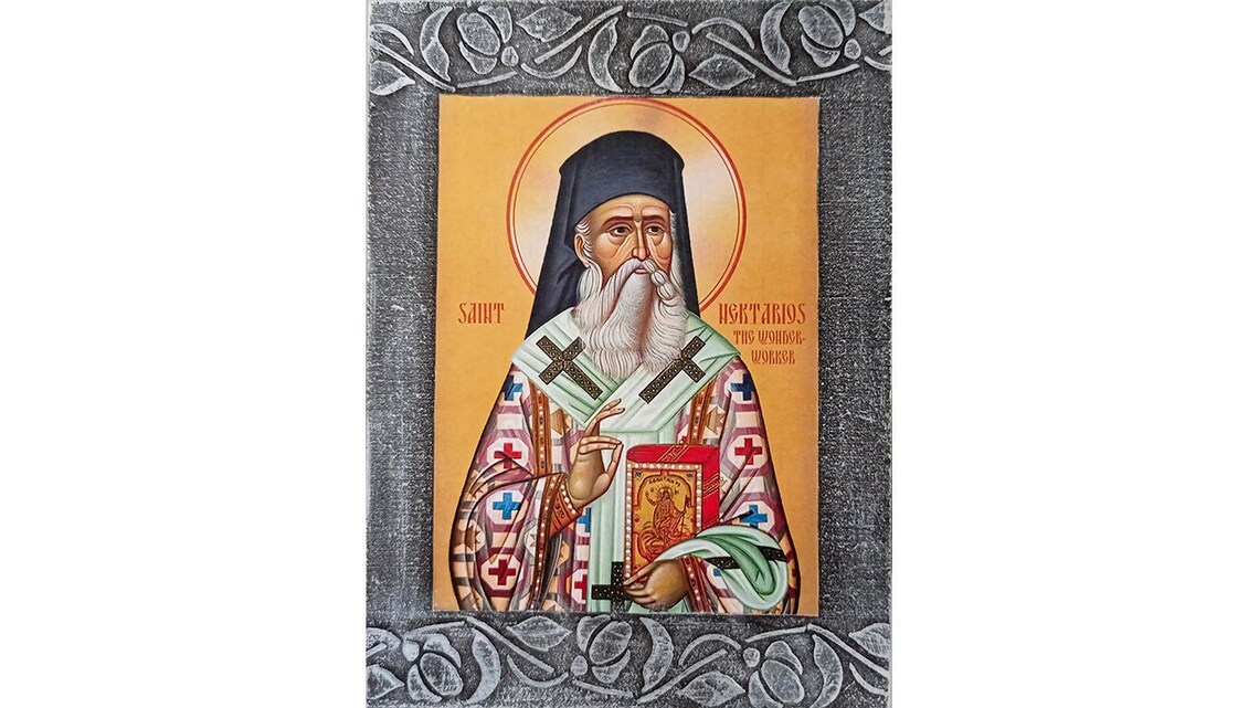 Saint Nectarius of Aegina Orthodox Icon, St Nectarios Aegina, Saint ...