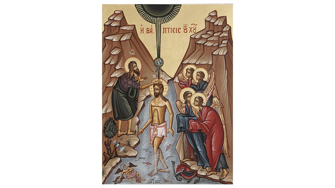 Orthodox Icon Baptism of Jesus, the Baptism Icon of God, Prayer Icon ...