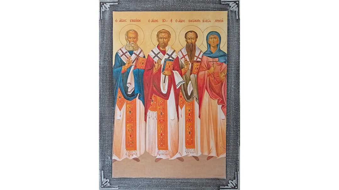 Saint Gregory, Saint Basil, Saint John, Saint Chryse (saint Zlata) of ...