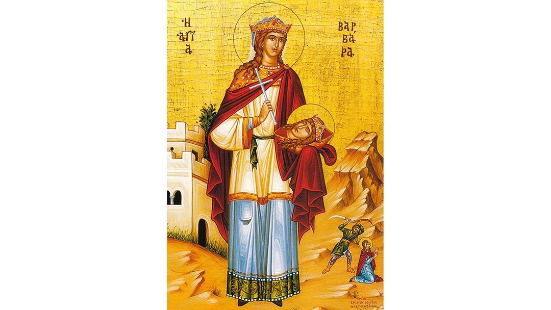 Saint Barbara Orthodox Icon, St Barbara Byzantine Prayer Icon, Female ...