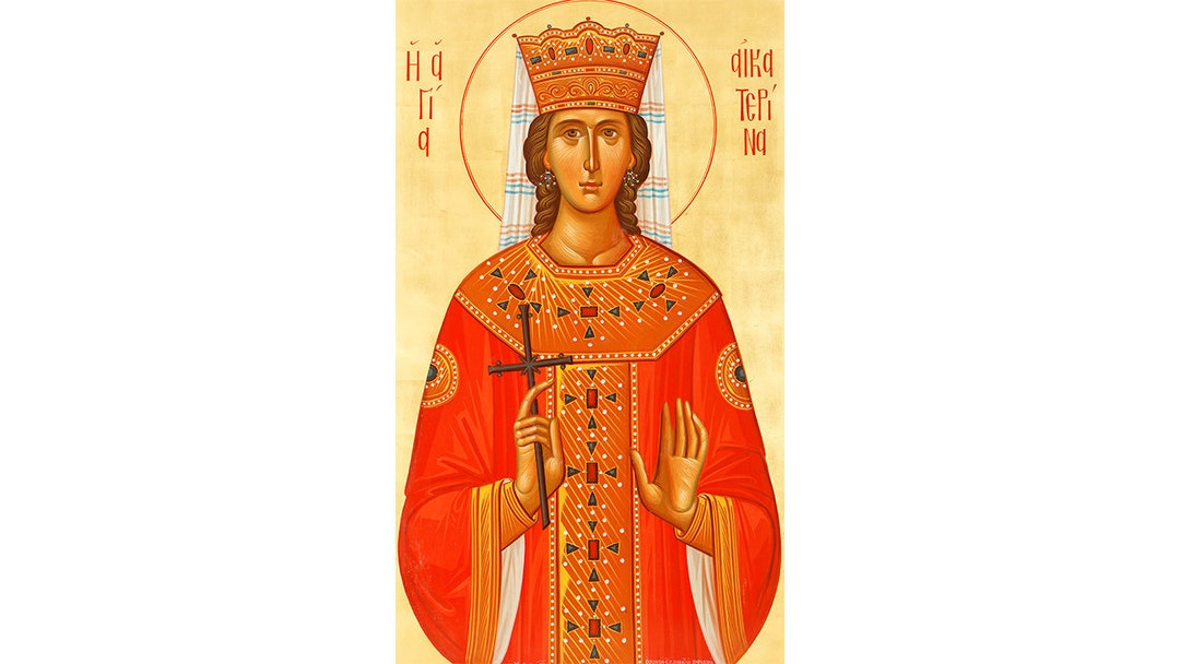 Saint Catherine Greek Orthodox Icon, Patron Saint of Teachers, Eastern ...