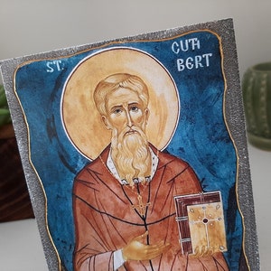 Saint Cuthbert of Lindisfarne Icon, Saint Cuthbert Art, Catholic Saint ...