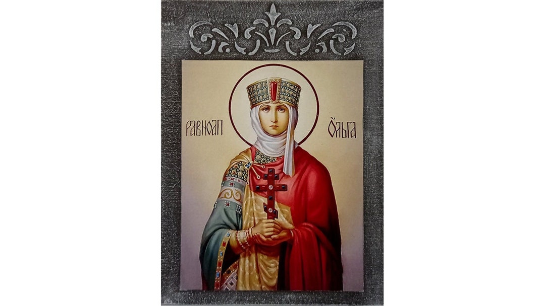 Saint Olga Traditional Prayer Icon, Saint Olga Orthodox Wood Icon, Holy ...