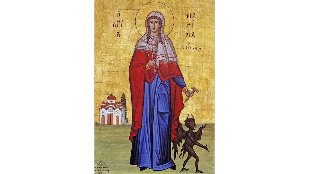 Saint Marina of Antioch Handmade Icon, Greek Orthodox Byzantine Art ...
