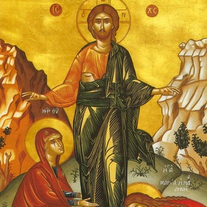 Orthodox Icon of Jesus Christ Greeting the Myrrh-bearers, Christ ...