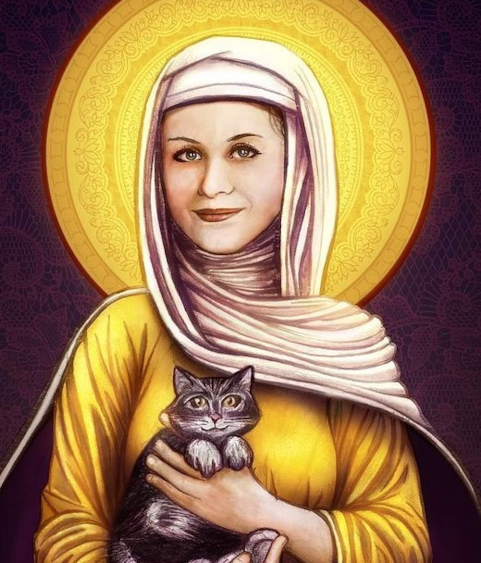 Saint Gertrude the Saint of Cats St Gertrude of Nivelles | Etsy