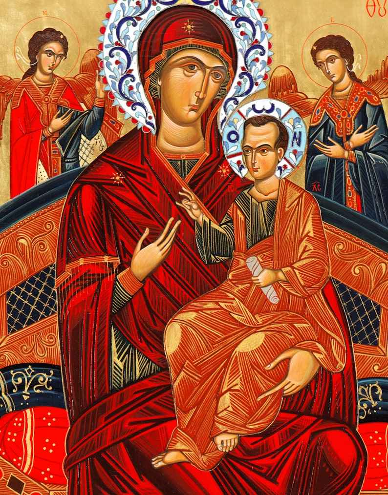 Virgin Mary Enthroned, Madonna and Child Icon, Our Lady of Hope Icon ...