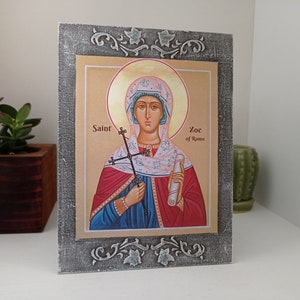 Saint Zoe of Rome Icon: Faith Inspired Art on Wooden Plaque, Catholic ...