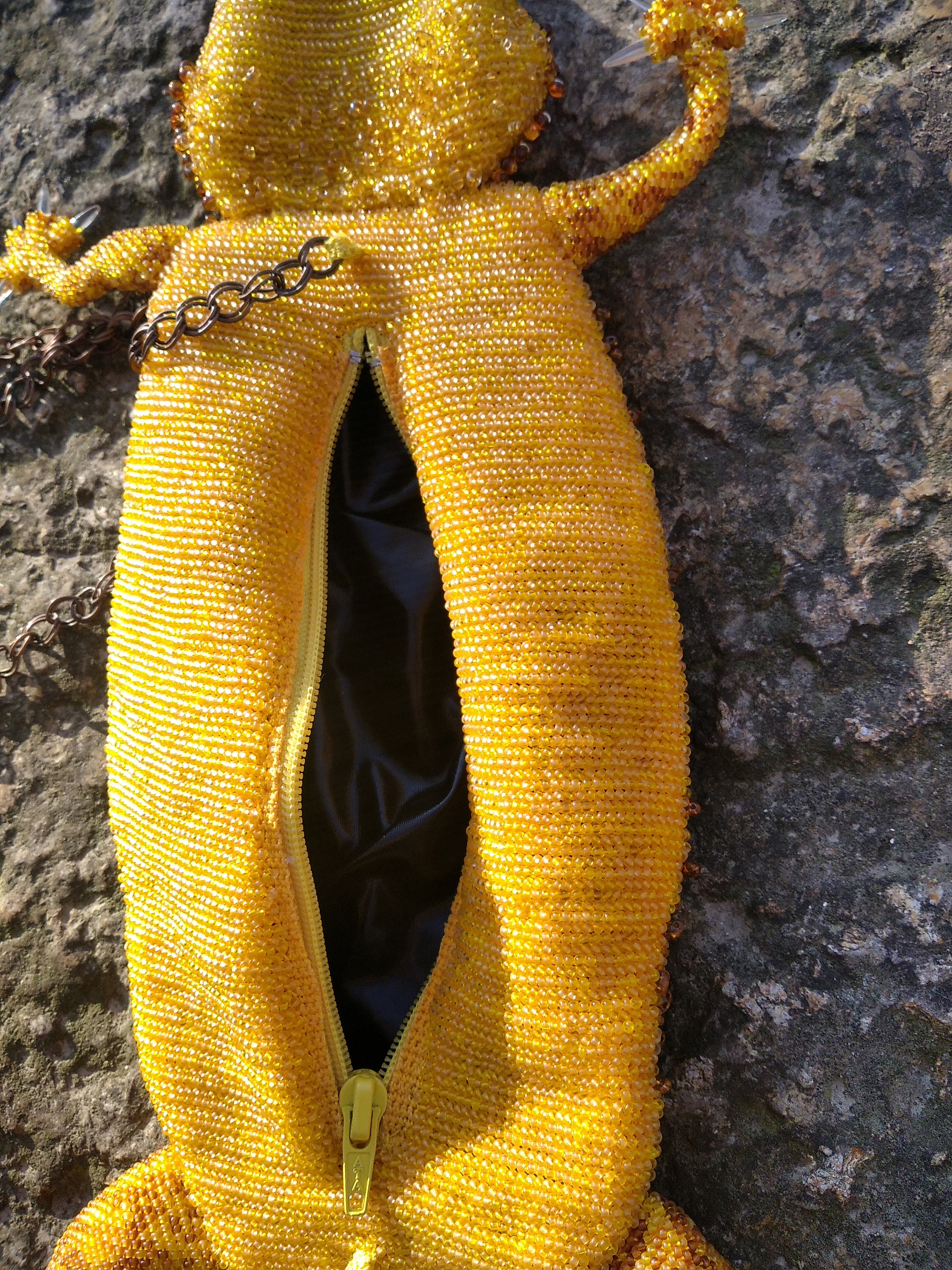 Beaded Bearded Dragon Bag Yellow Lizard Purse Handmade Crochet Animal ...