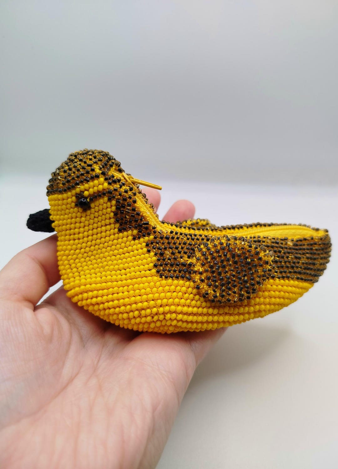 Beaded Duck Coin Purse: Handmade Crochet Yellow Bird Bag - Etsy