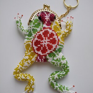 Beaded Orange Frog Bag Fruit Crochet Coin Purse Citrus Toad Wallet ...