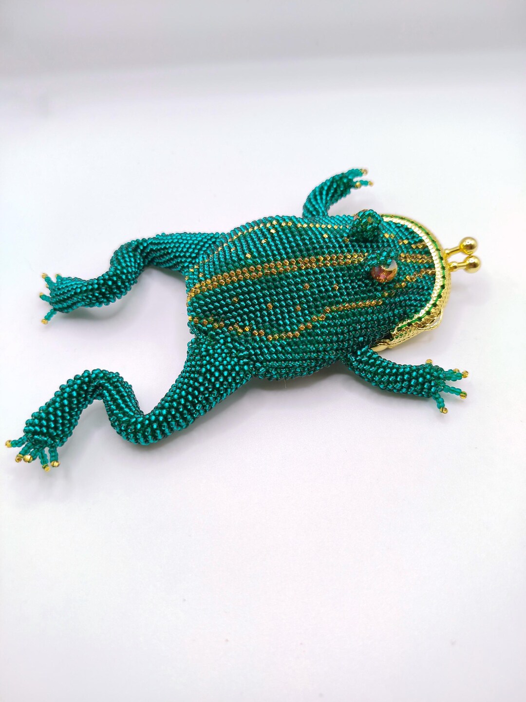 Beaded Green Frog Bag Crochet Coin Purse Toad Wallet Handmade Gift - Etsy