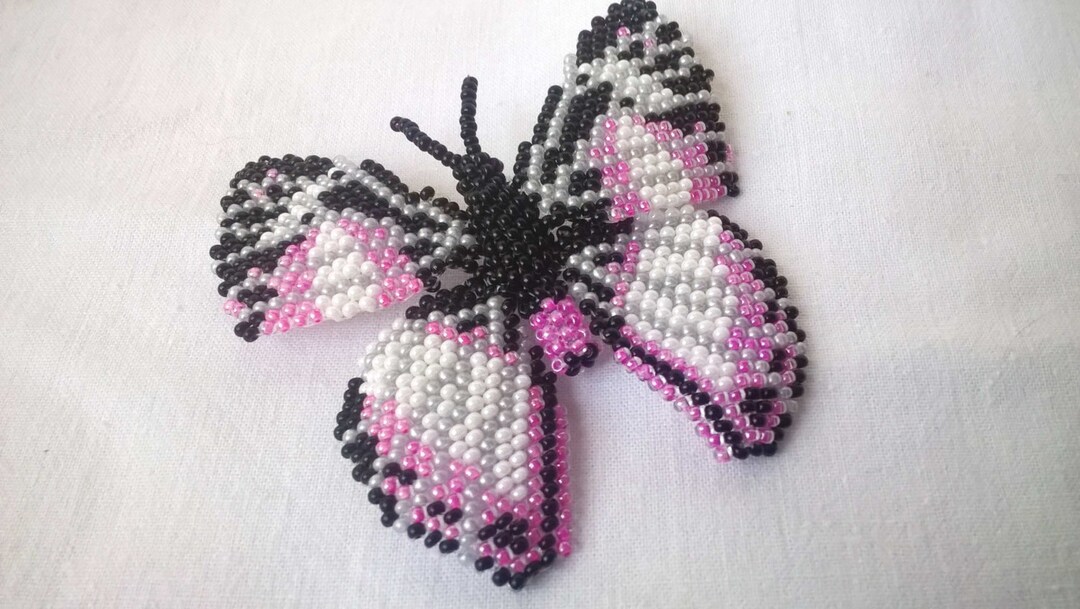 Pink Butterfly Beaded Brooch Home Decor Beadwork Seed Bead Jewelry Seed ...