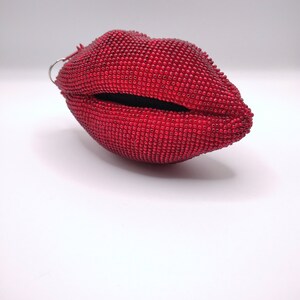Beaded Red Lips Bag Crochet Mouth Coin Purse Funny Handmade Gift Purse ...