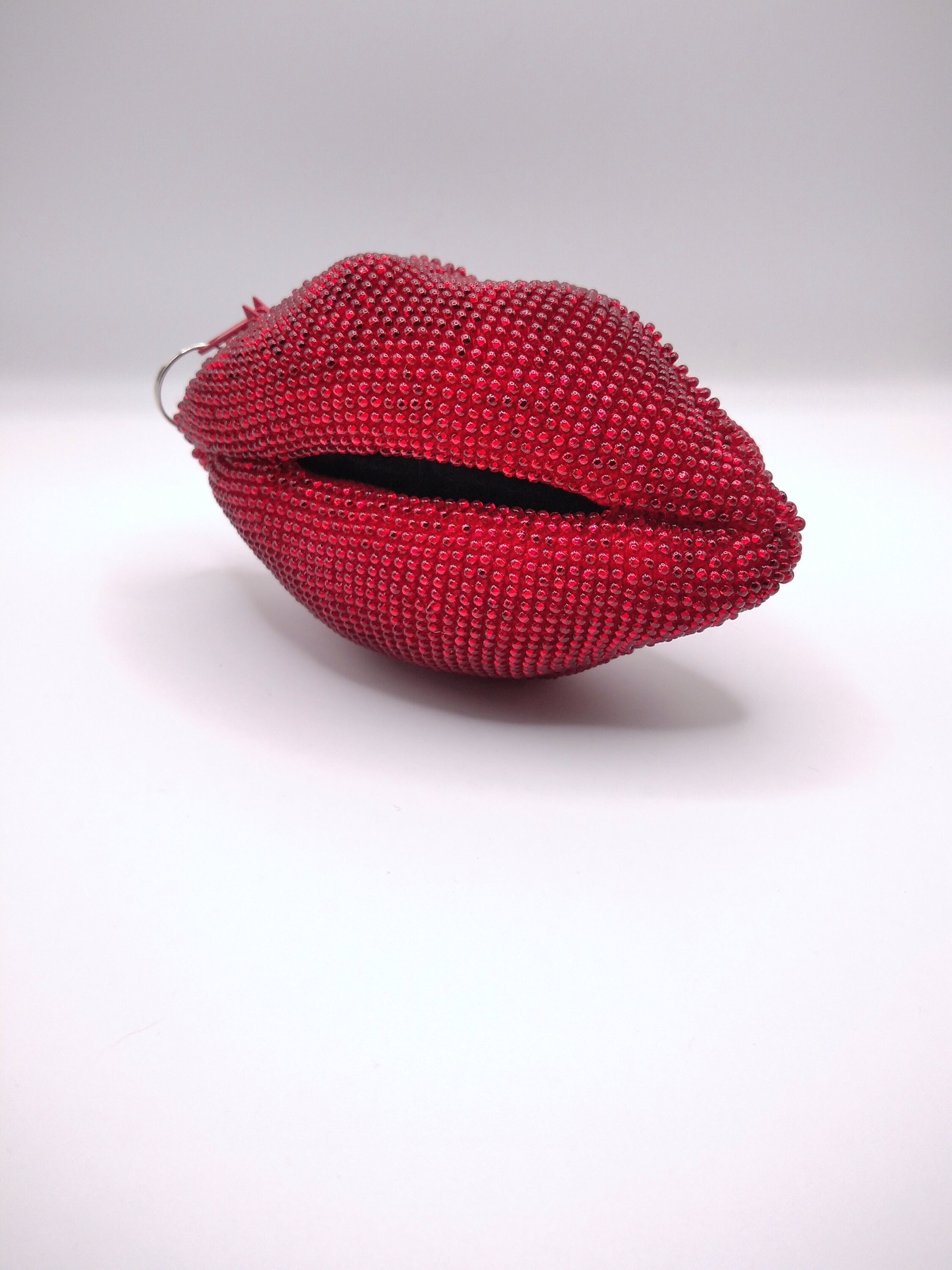 Beaded Red Lips Bag Crochet Mouth Coin Purse Funny Handmade Gift Purse ...