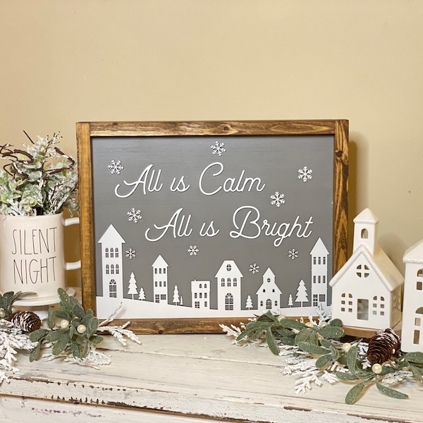 All is Calm All is Bright Sign - Etsy