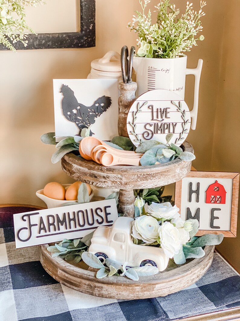 Farmhouse Tiered Tray Decor Tiered Tray Decor Tiered Tray | Etsy