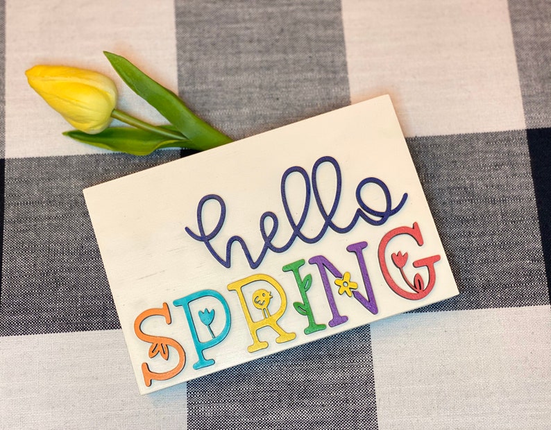 Hello Spring 3D Sign Tiered Tray Decor Rae Dunn Accessory - Etsy
