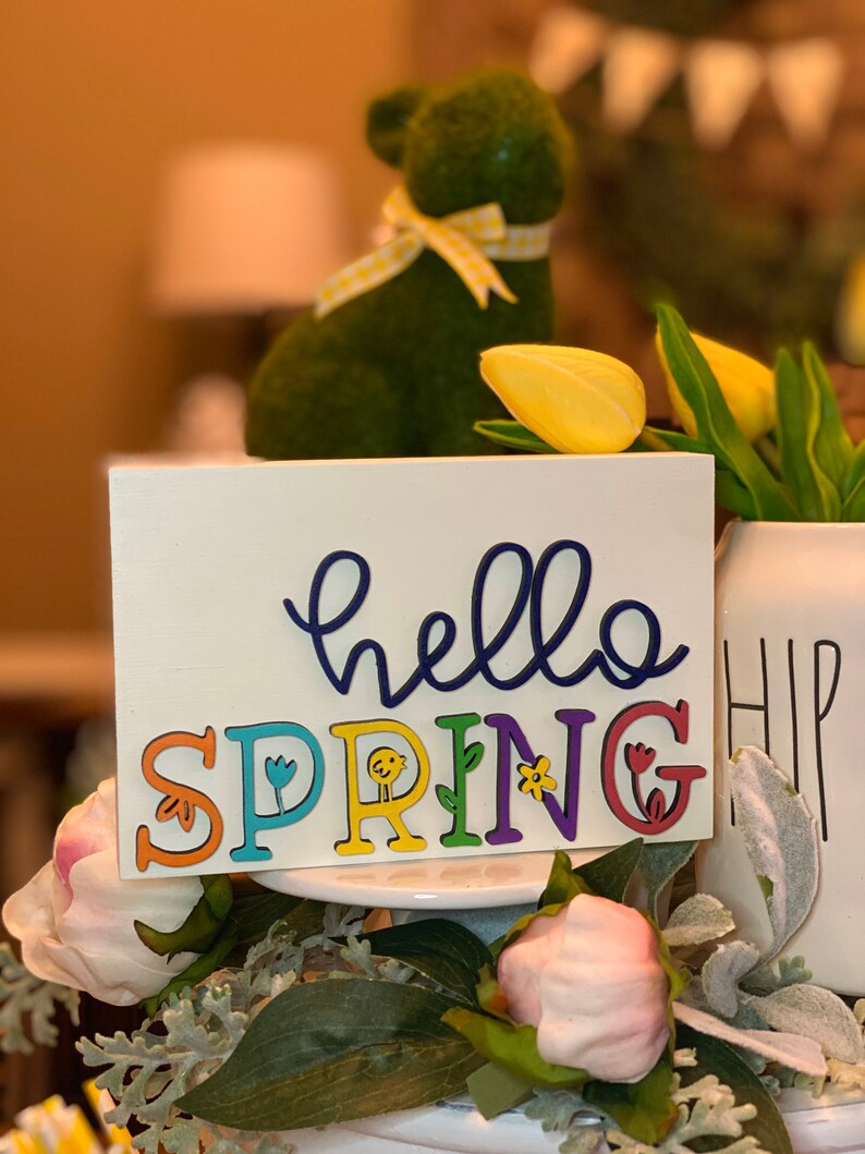 Hello Spring 3D Sign Tiered Tray Decor Rae Dunn Accessory - Etsy
