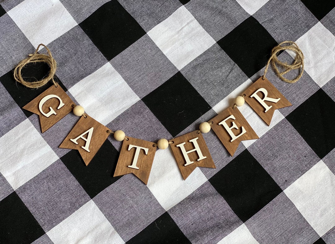 Gather Banner, Neutral Tiered Tray Decor, Tiered Tray Decor, Tiered ...